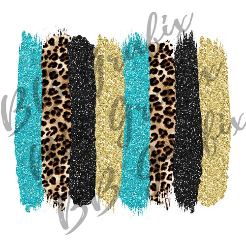 Brushstrokes Background Clipart Leopard Sublimation PNG Teal - Etsy