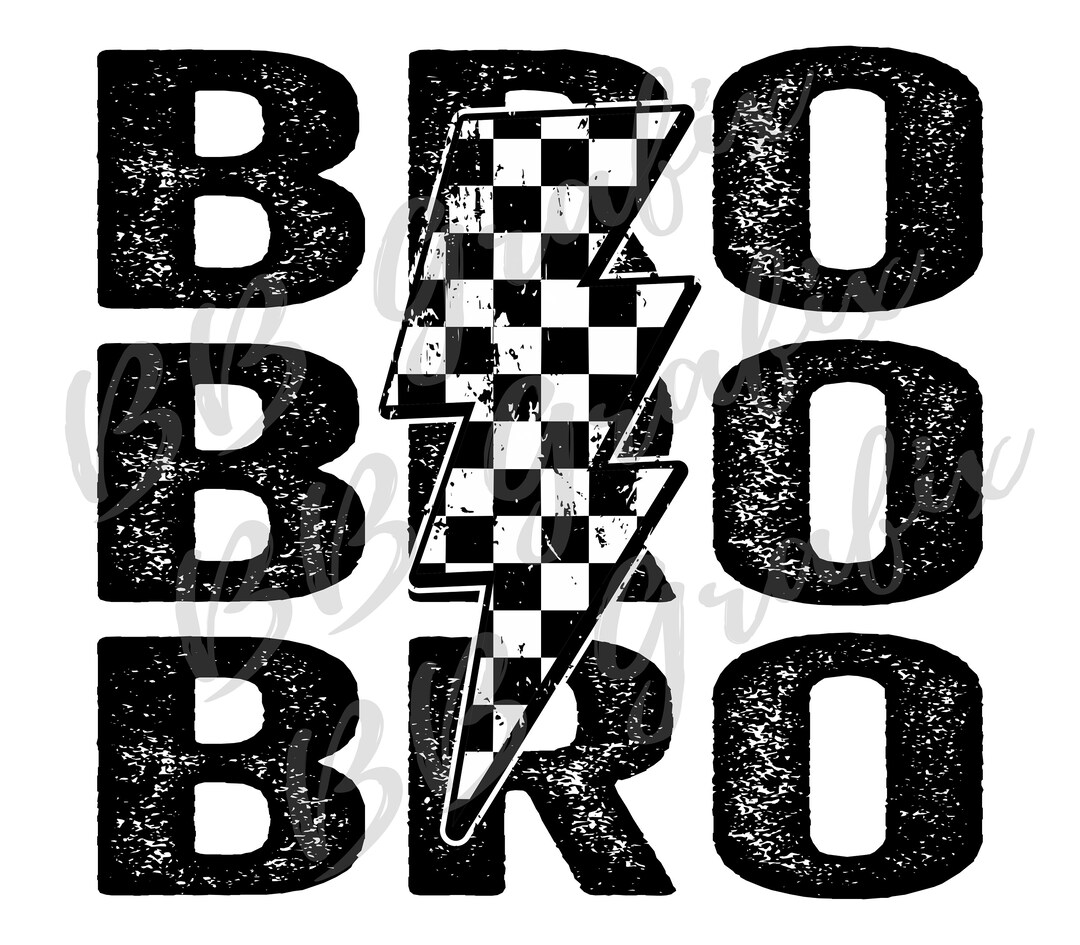 Digital Png File Bro Race Stacked Distressed Checker Lightning Bolt ...