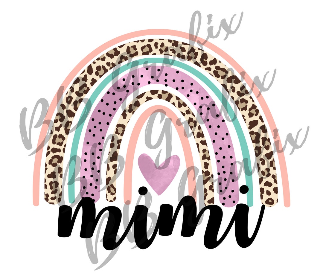 Digital Png File Mimi Rainbow Watercolor Leopard Cheetah Heart Hand ...