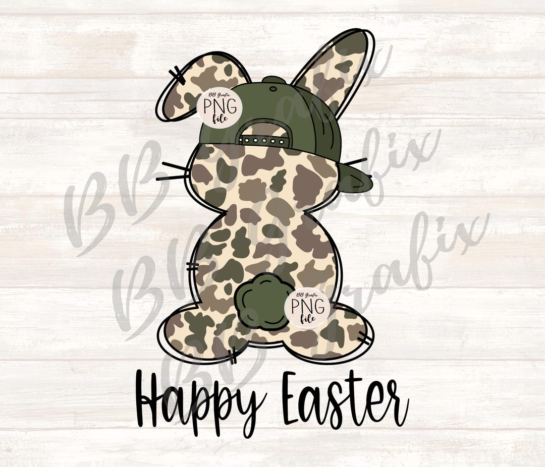 Digital Png File Happy Easter Boy Bunny Rabbit Duck Camo Camouflage Hat ...