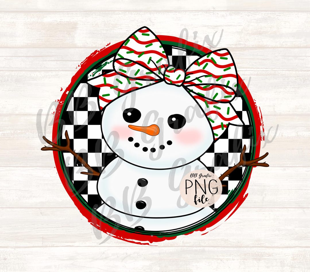 Digital Png File Christmas Snowman Girl Kid Bow Checker Circle ...