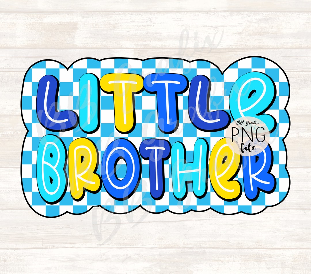 Digital Png File Little Brother Checker Retro Blue Yellow Boy Printable ...