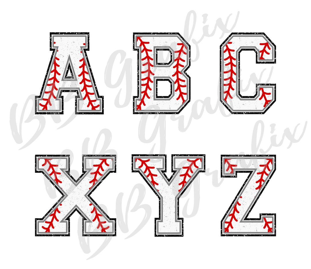 Digital Png Files Alphabet Letter A-Z 26 Letter Baseball Clip Art ...