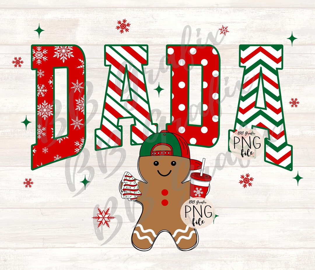 Digital Png File Dada Gingerbread Boy Ball Cap Hat Straw Cup Christmas ...