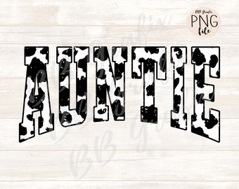 Cow Print Auntie PNG - Etsy
