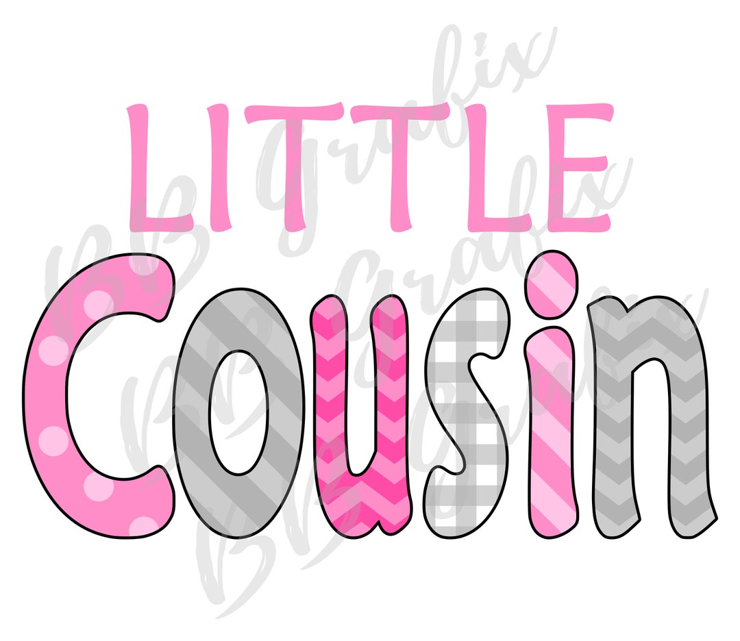 Digital Png File Little Cousin Pink & Grey Chevron Stripes Dots Kids ...