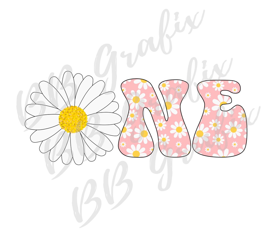 Digital Png File One Daisy Retro Spring Floral 1st Birthday Printable ...