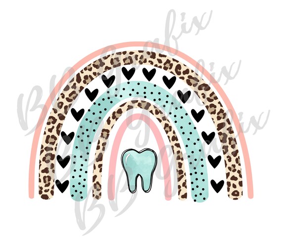 Digital Png File Tooth Rainbow Hearts Blush Teal Dentist Teeth - Etsy