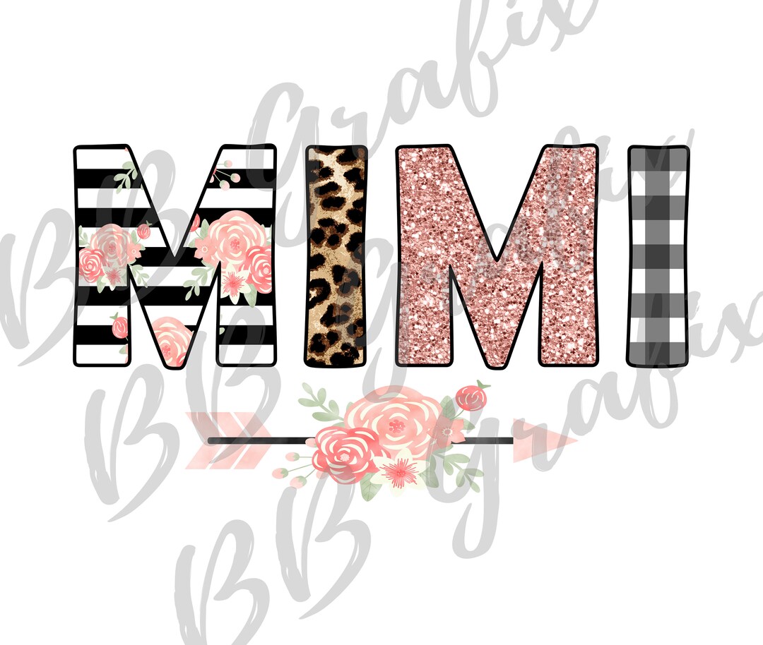 Digital Png File Mimi Floral Arrow Leopard Stripe Rose Blush Black ...