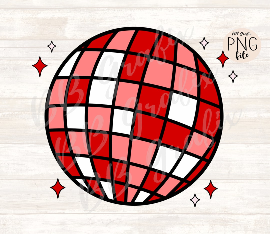 Digital Png File Red Disco Ball Printable Clip Art Waterslide Sublimation Dtf Dtg Design INSTANT ...