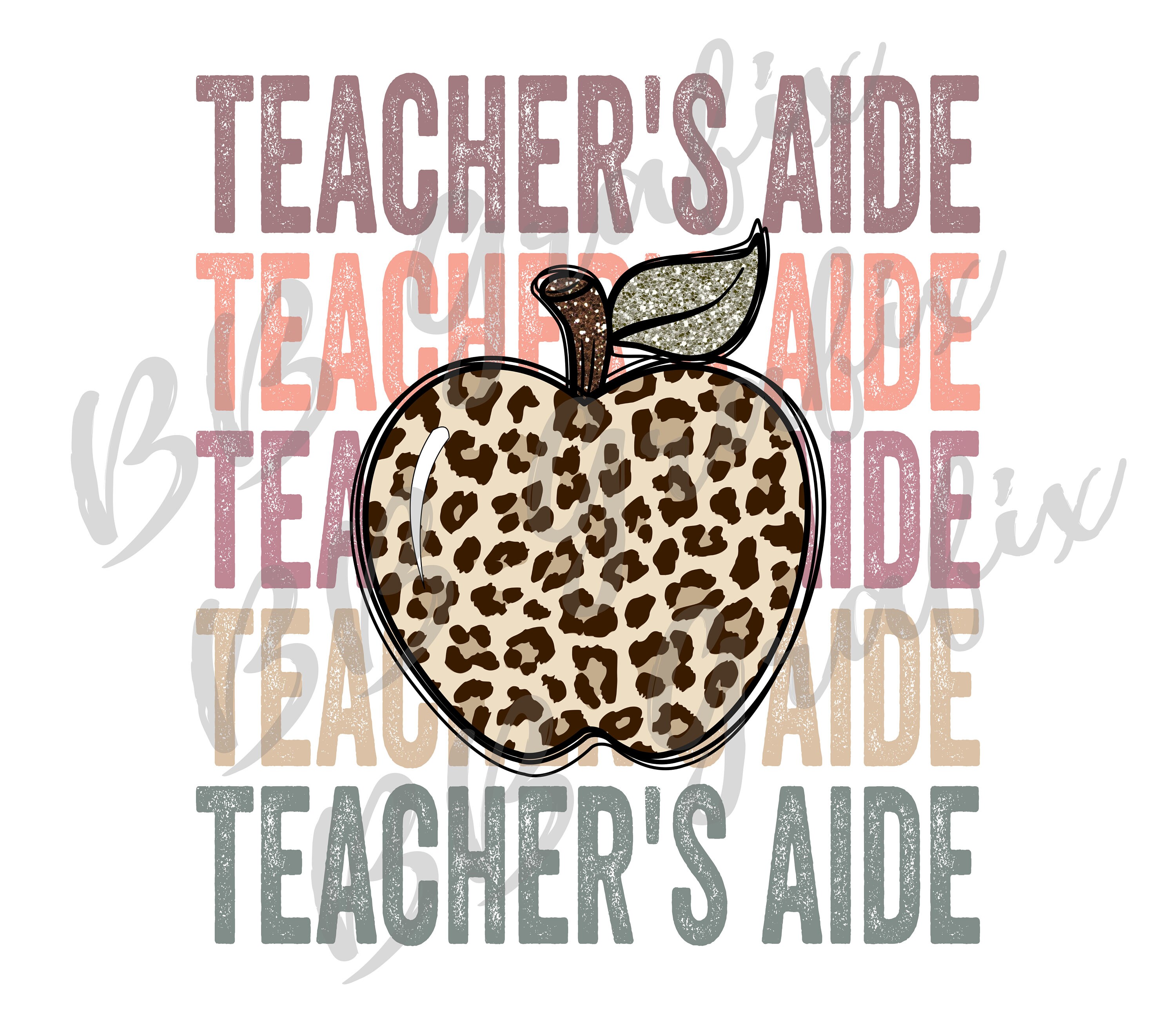 Digital Png File Teacher's Aide Apple Stacked Cheetah | Etsy