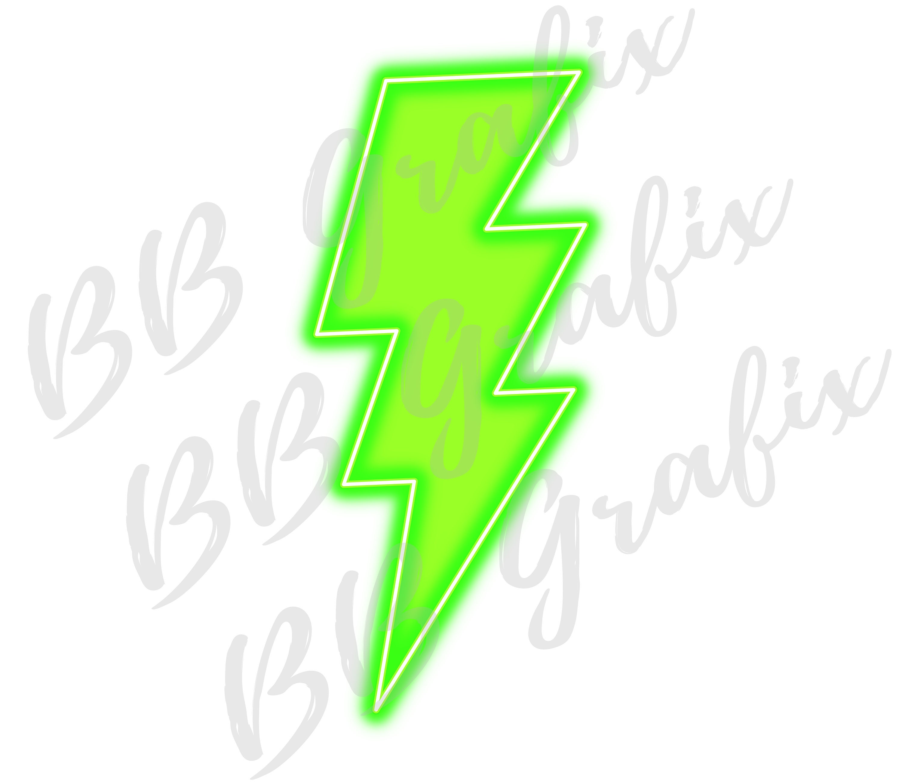 Digital Png File Neon Green Lightning Bolt Strike Printable Iron on ...