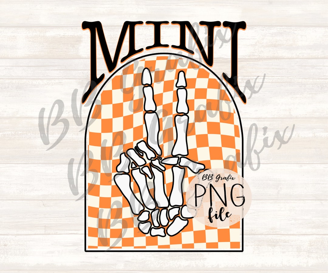 Digital Png File Mini Skeleton Hand Peace Sign Checker Girl Halloween ...