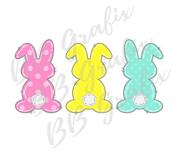 Digital Png File Bunny Rabbit Trio Line of Three Pink - Etsy
