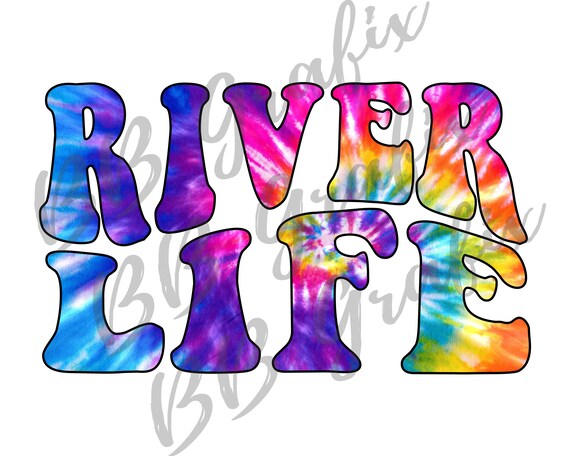 Digital Png File River Life Tie Dye Retro Wave Wavy Text Clip - Etsy