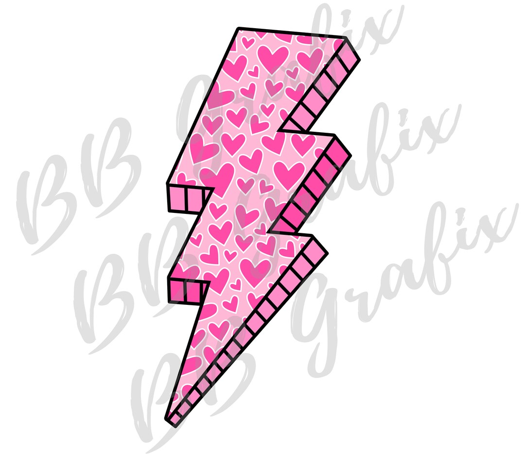 Digital Png File Lightning Bolt Strike Valentine's Day Heart Printable ...