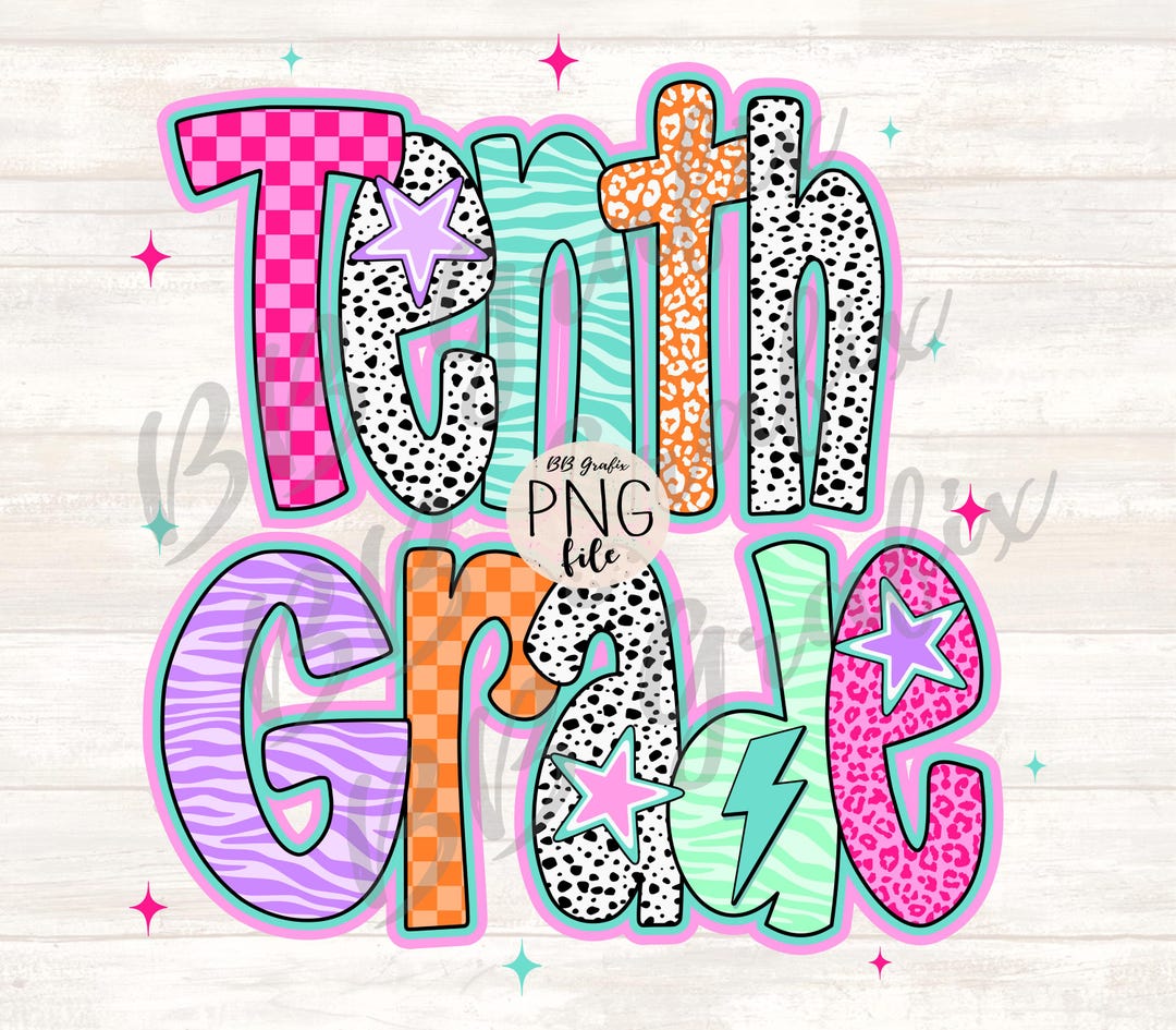Digital Png File Tenth 10th Grade 10 Star Lightning Bolt Checker ...