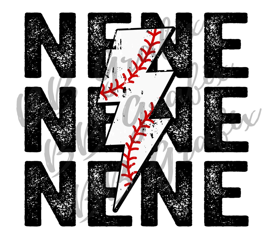 Digital Png File Baseball T-ball Nene Stacked Distressed Lightning Bolt ...