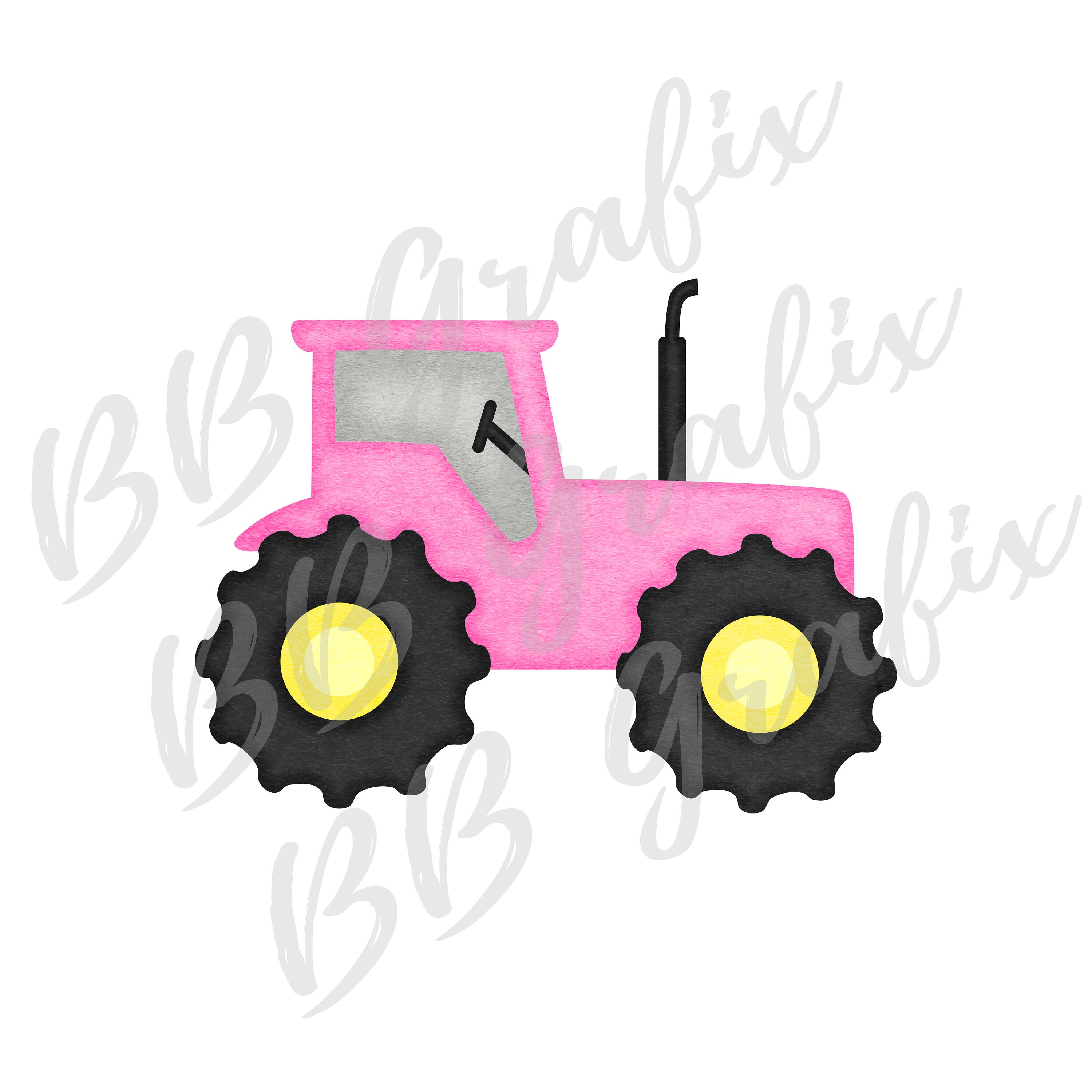 Digital Png File Tractor Textured Pink & Yellow Farm | Etsy
