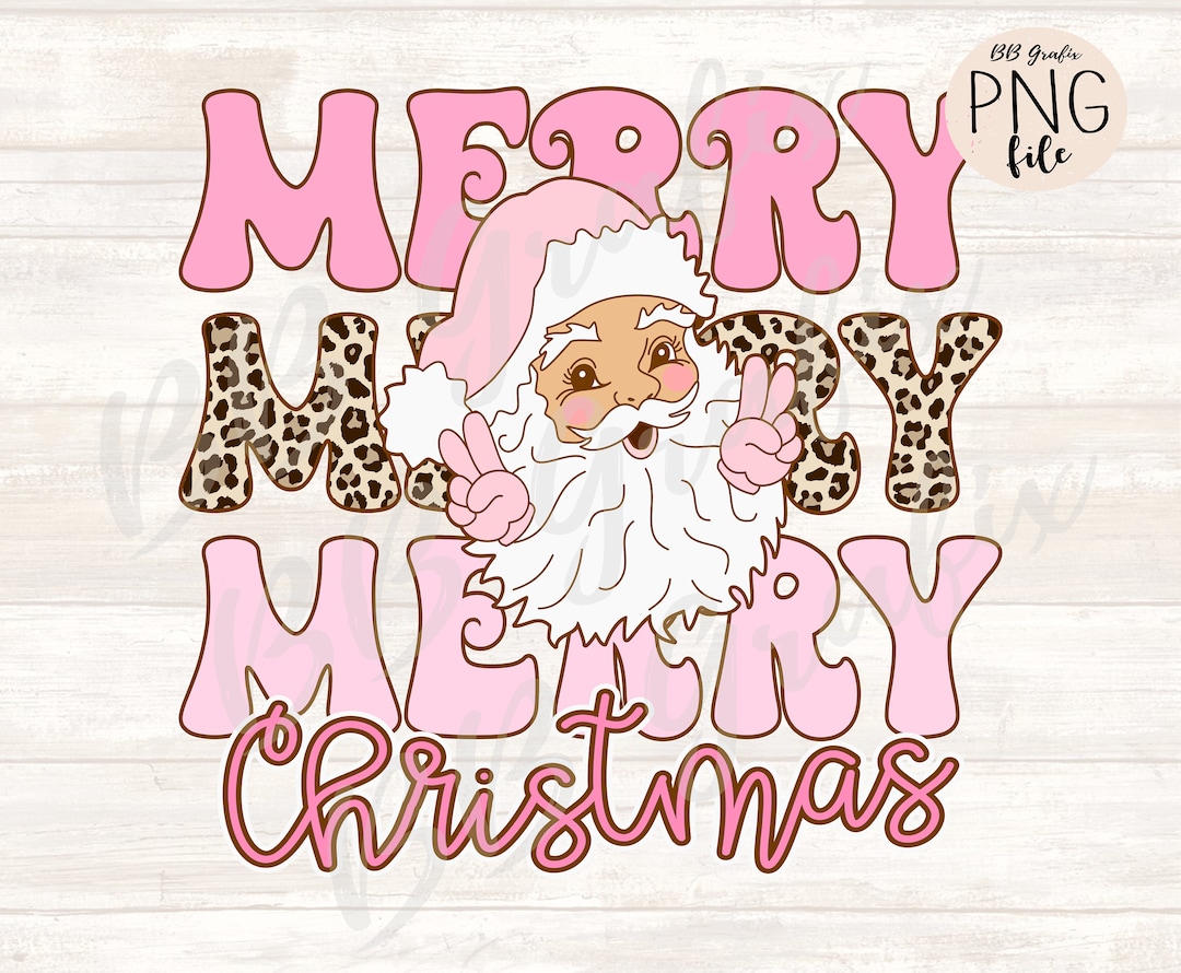Digital Png File Merry Christmas Stacked Retro Santa Printable Dtf Dtg ...
