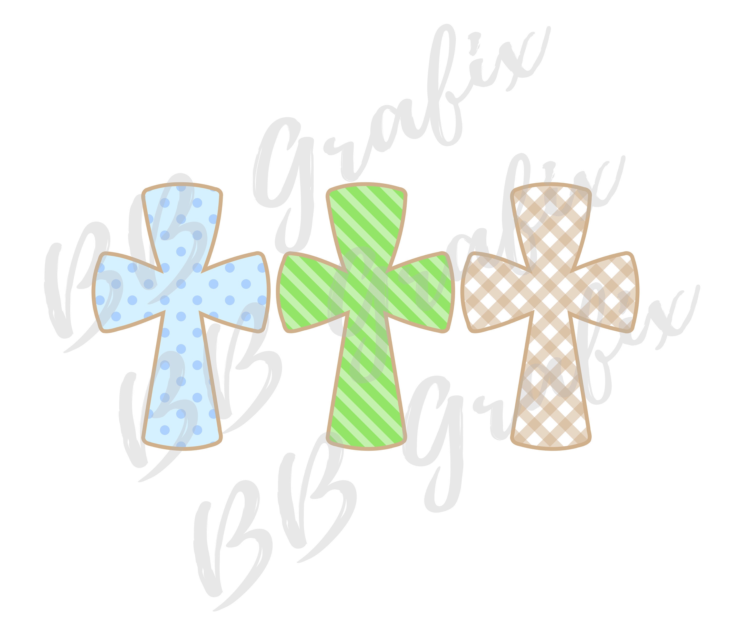 Digital Png File Cross Trio Line of Three Blue, Green, Beige Boy Jesus ...