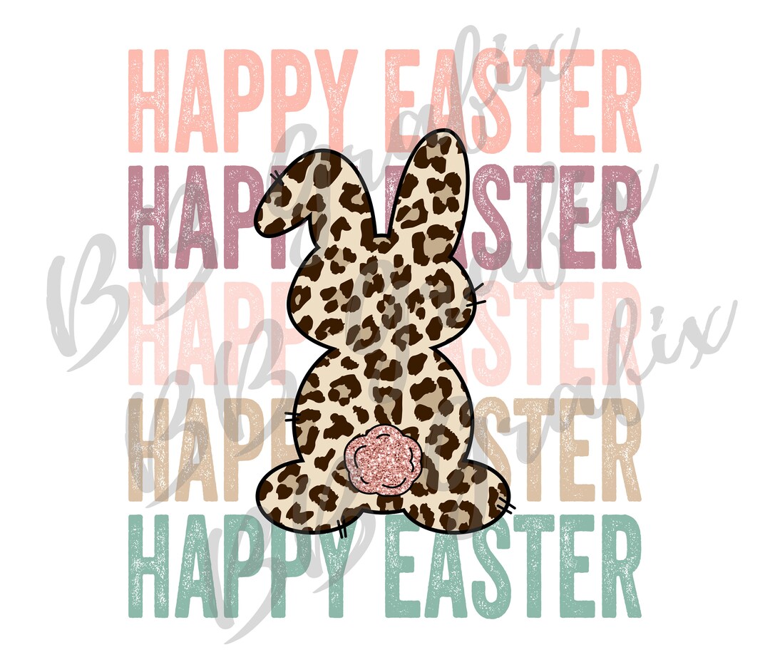 Digital Png File Happy Easter Stacked Cheetah Leopard Bunny Rabbit ...