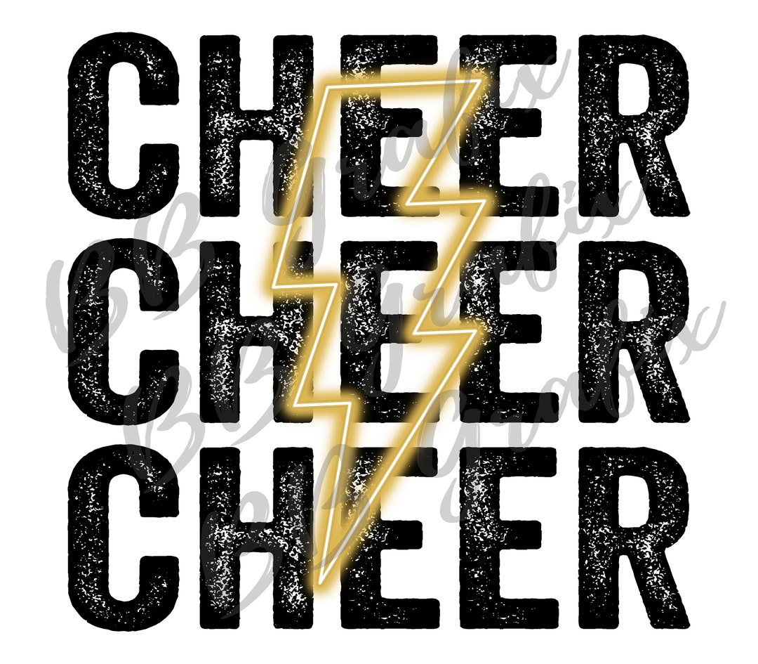 Digital Png File Cheer Stacked Neon Lightning Bolt Printable Iron on ...