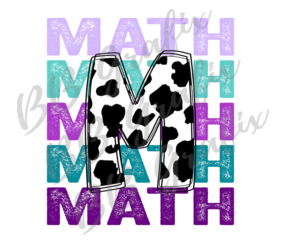 Digital Png File Math Stacked Cow Print Back to School Printable Dtf ...