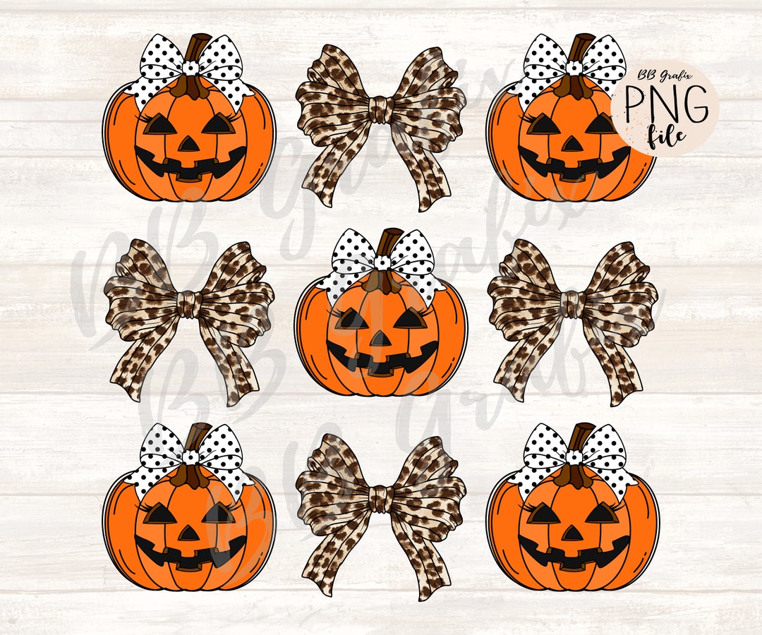 Digital Png File Pumpkin Jack-o-lantern Bow Collage Coquette Halloween ...