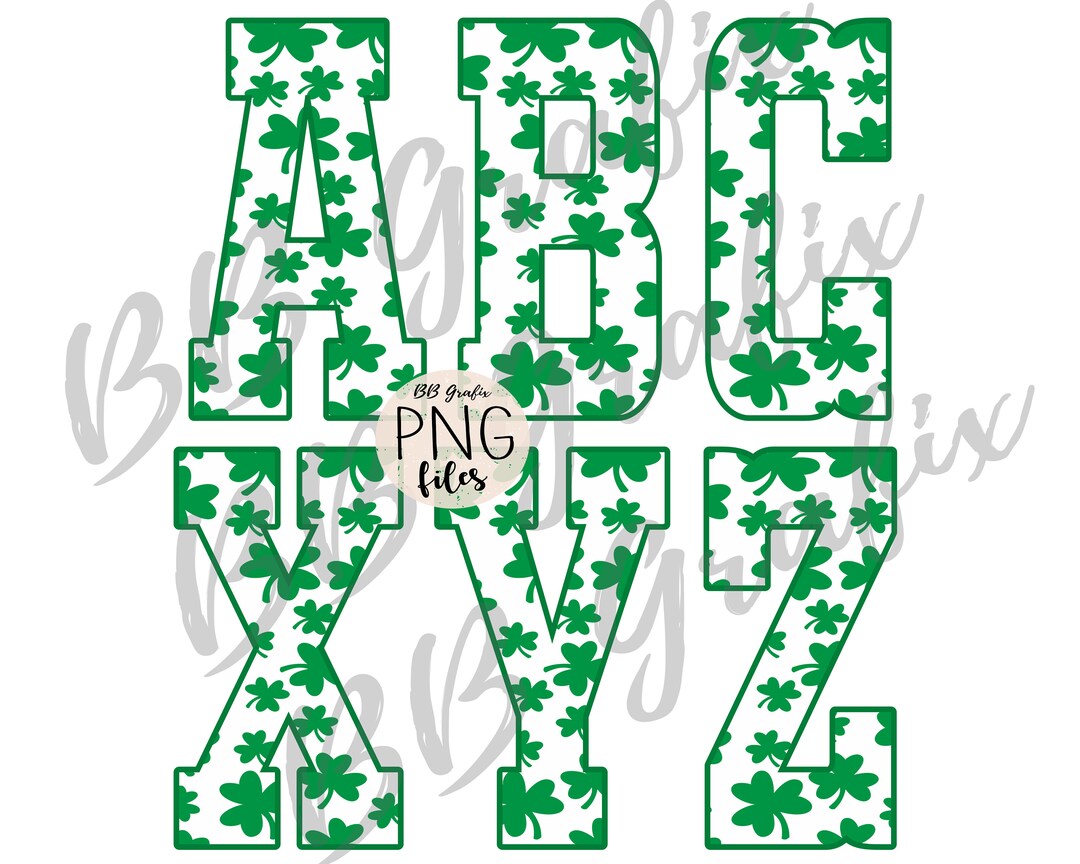 Digital Png Files Alphabet ABC Letters 26 Letters A-Z Shamrock Clover ...