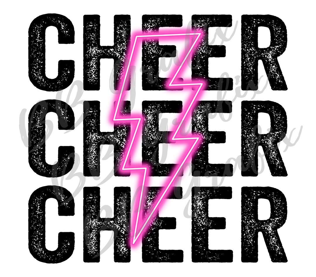 Digital Png File Cheer Stacked Neon Lightning Bolt Printable Iron on ...