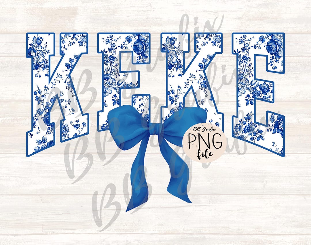 Digital Png File Keke Floral Toile Blue Water Color Coquette Bow Clip ...