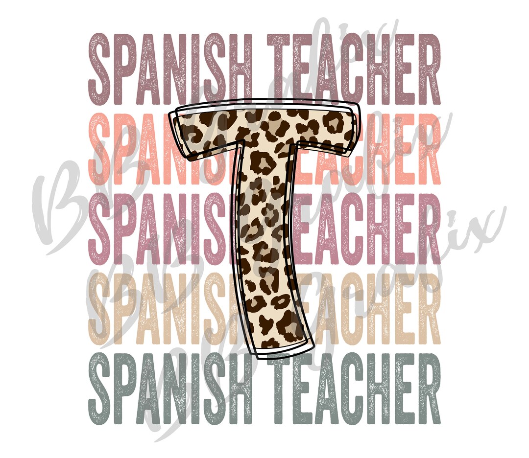 Digital Png File Spanish Teacher Stacked Cheetah Leopard Back to School ...