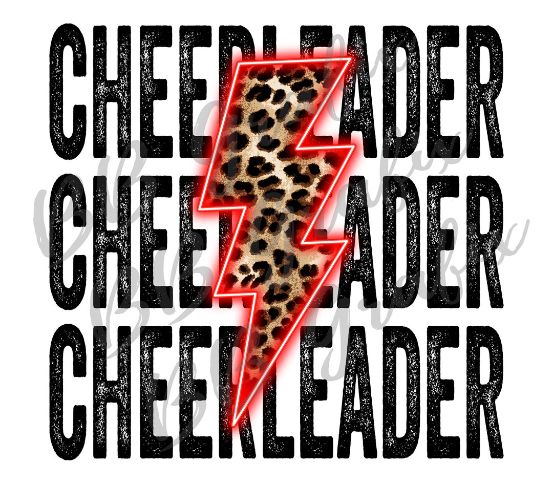 Digital Png File Cheerleader Stacked Neon Cheetah Leopard Lightning ...