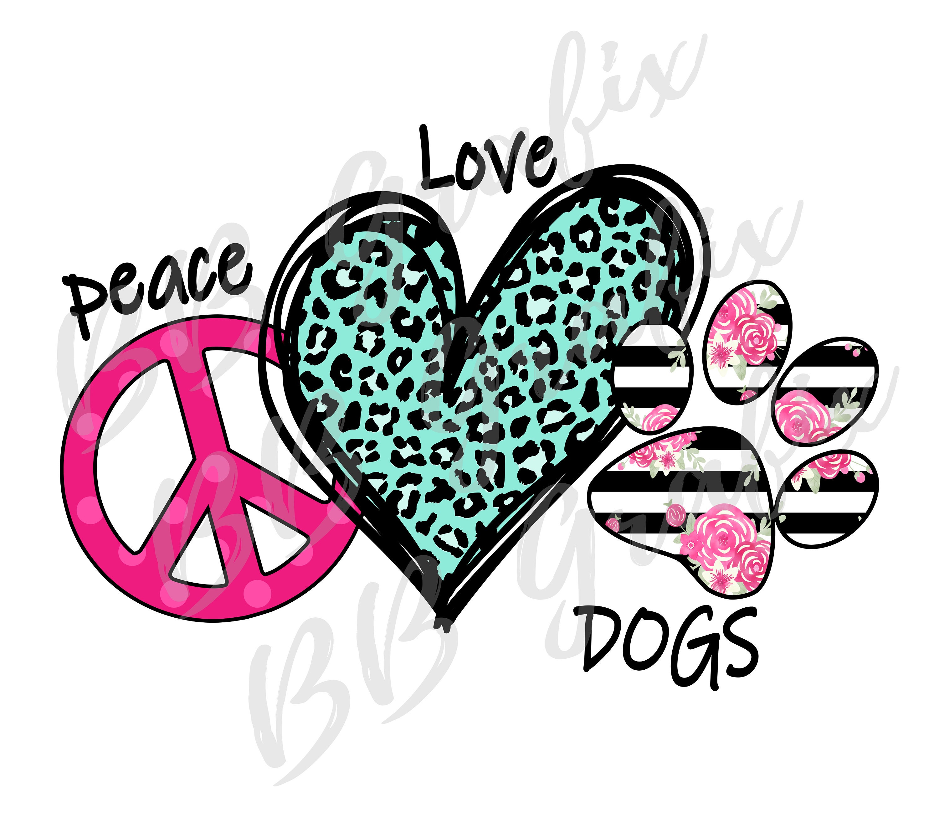 Digital Png File Peace Love Dogs Paw Print Dog Pet Animal | Etsy