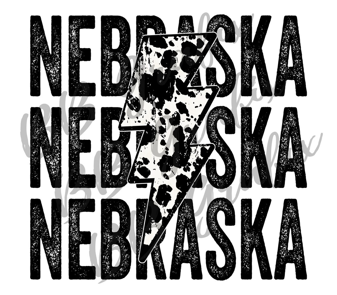 Digital Png File Nebraska Stacked Distressed Cowhide Bolt State ...