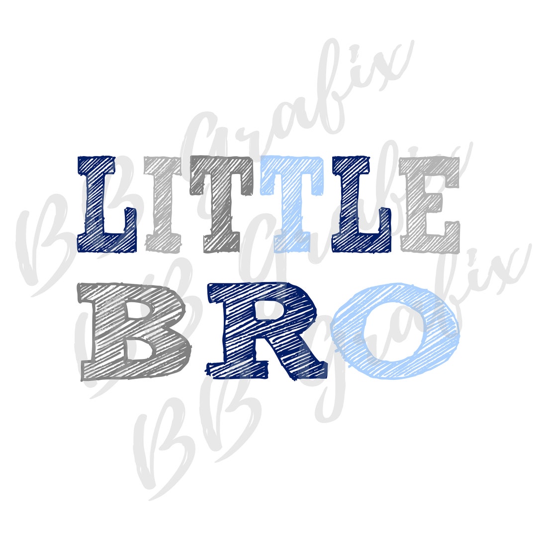 Digital Png File - Little Bro - Navy Blue, Light Blue & Grey - Baby ...