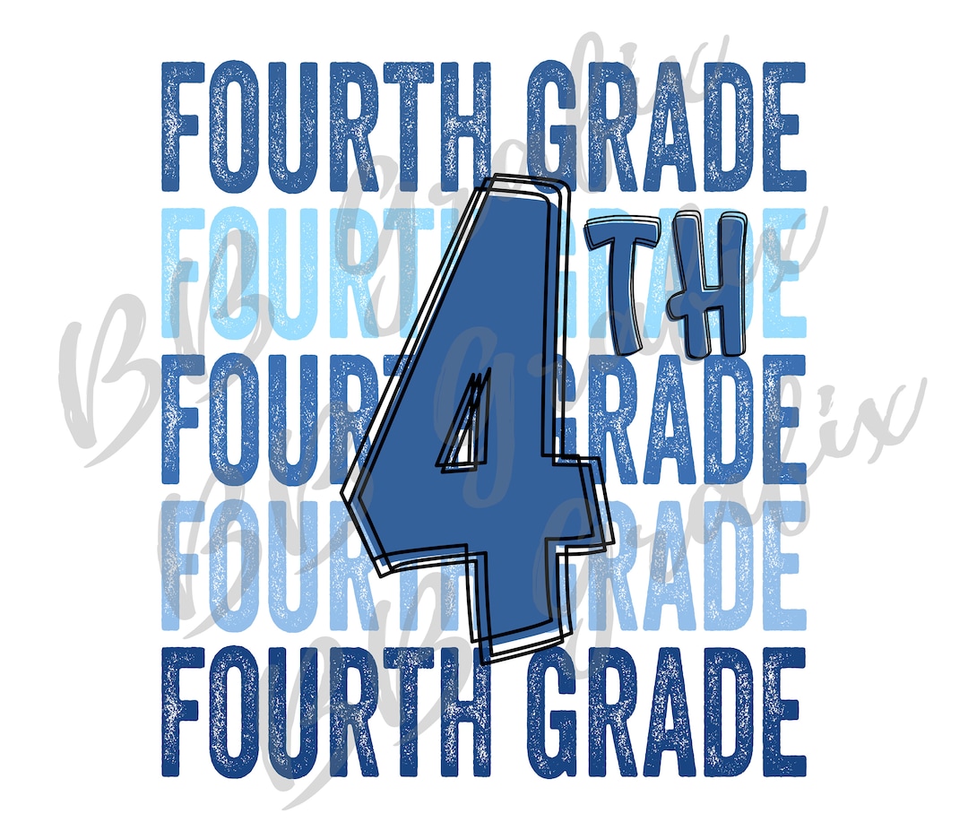 Digital Png File Fourth Grade 4 4th Stacked Back to School Teacher Kids ...