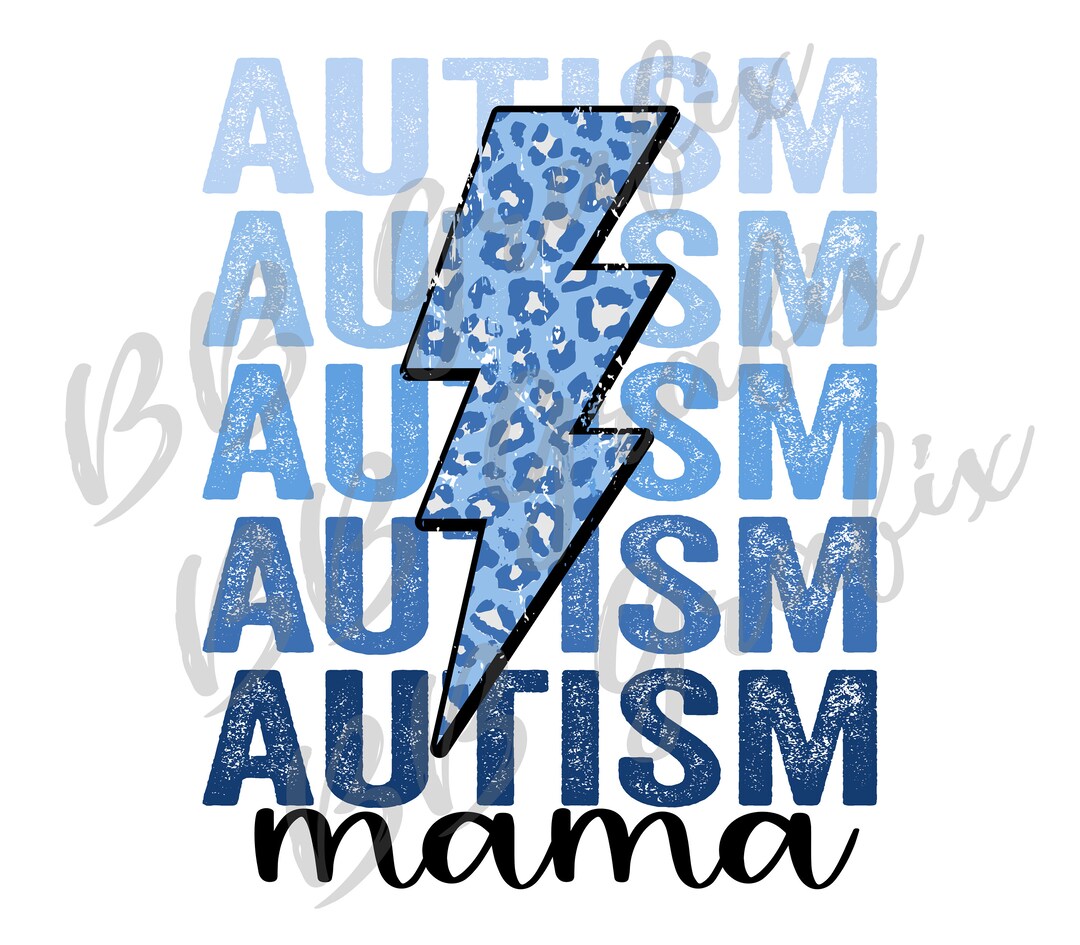 Digital Png File Autism Mama Stacked Cheetah Leopard Lightning Bolt ...