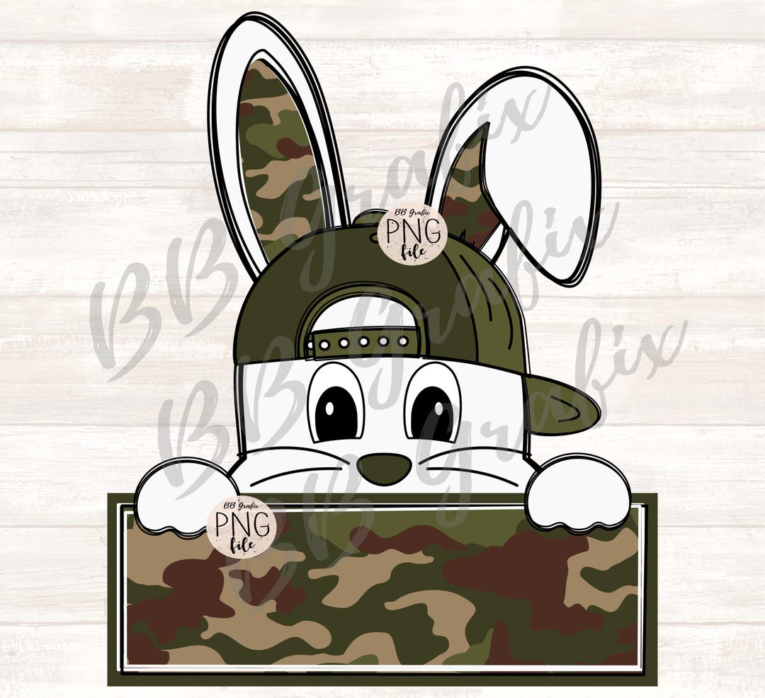 Digital Png File Bunny Rabbit Boy Hat Ball Cap Kids Printable Camo ...