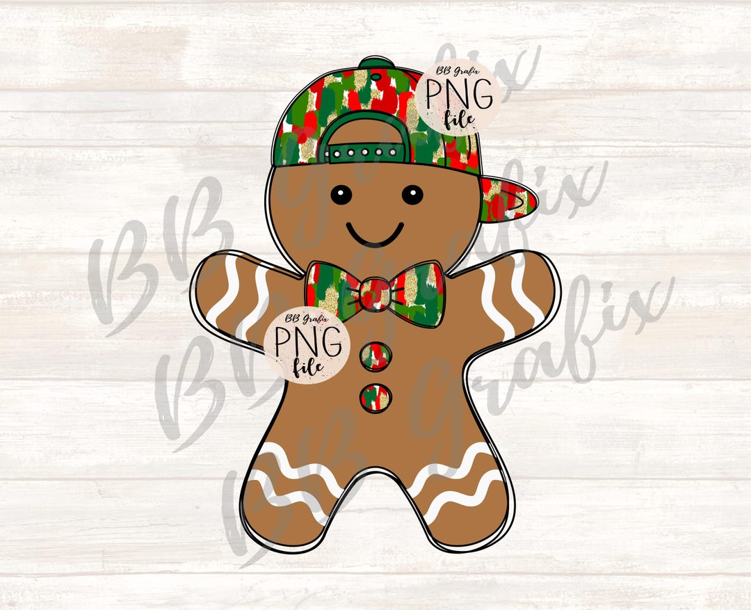Digital Png File Gingerbread Man Boy Ball Cap Hat Kids Cute Printable ...