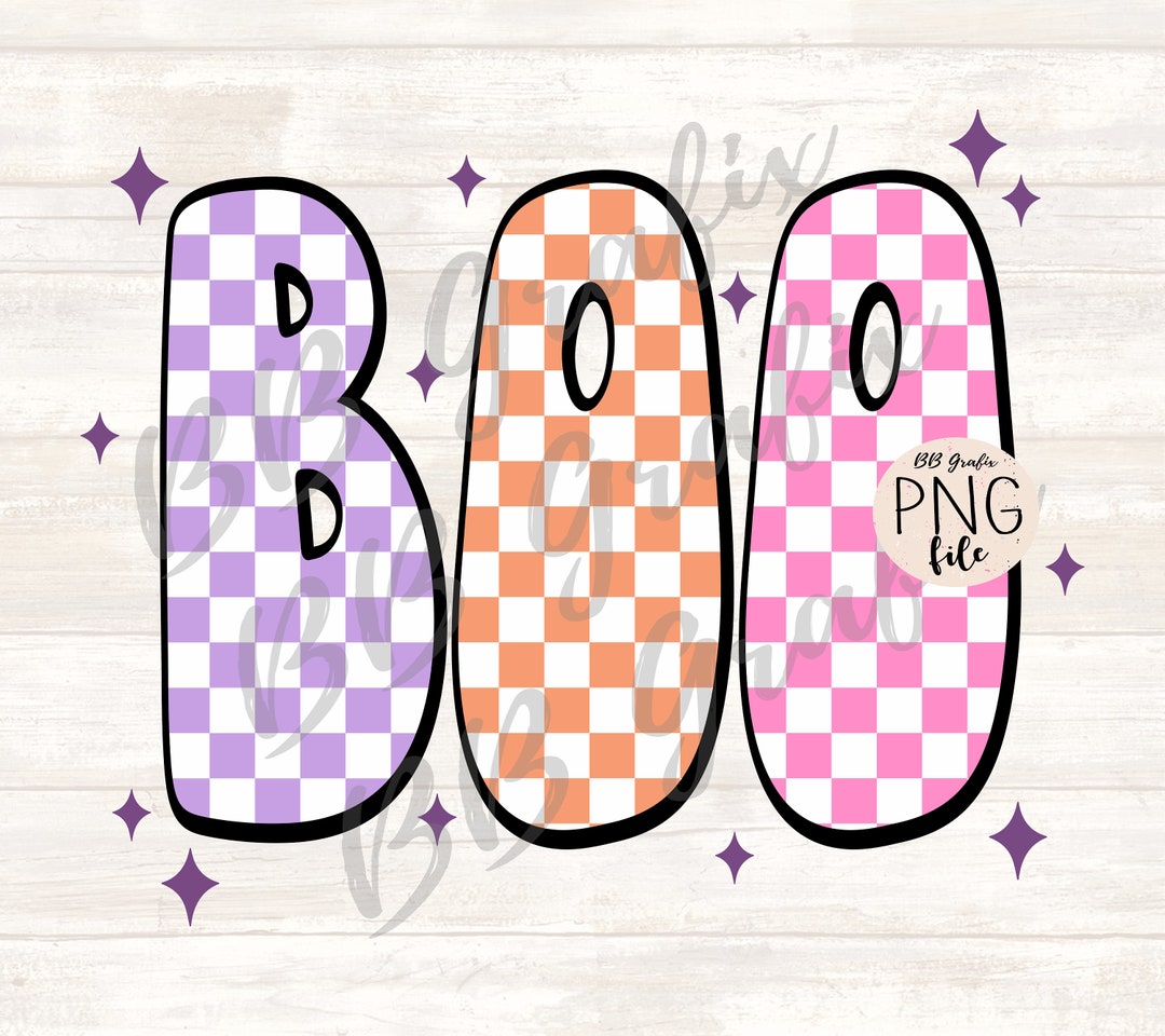 Digital Png File Boo Checker Checkered Retro Halloween Printable ...