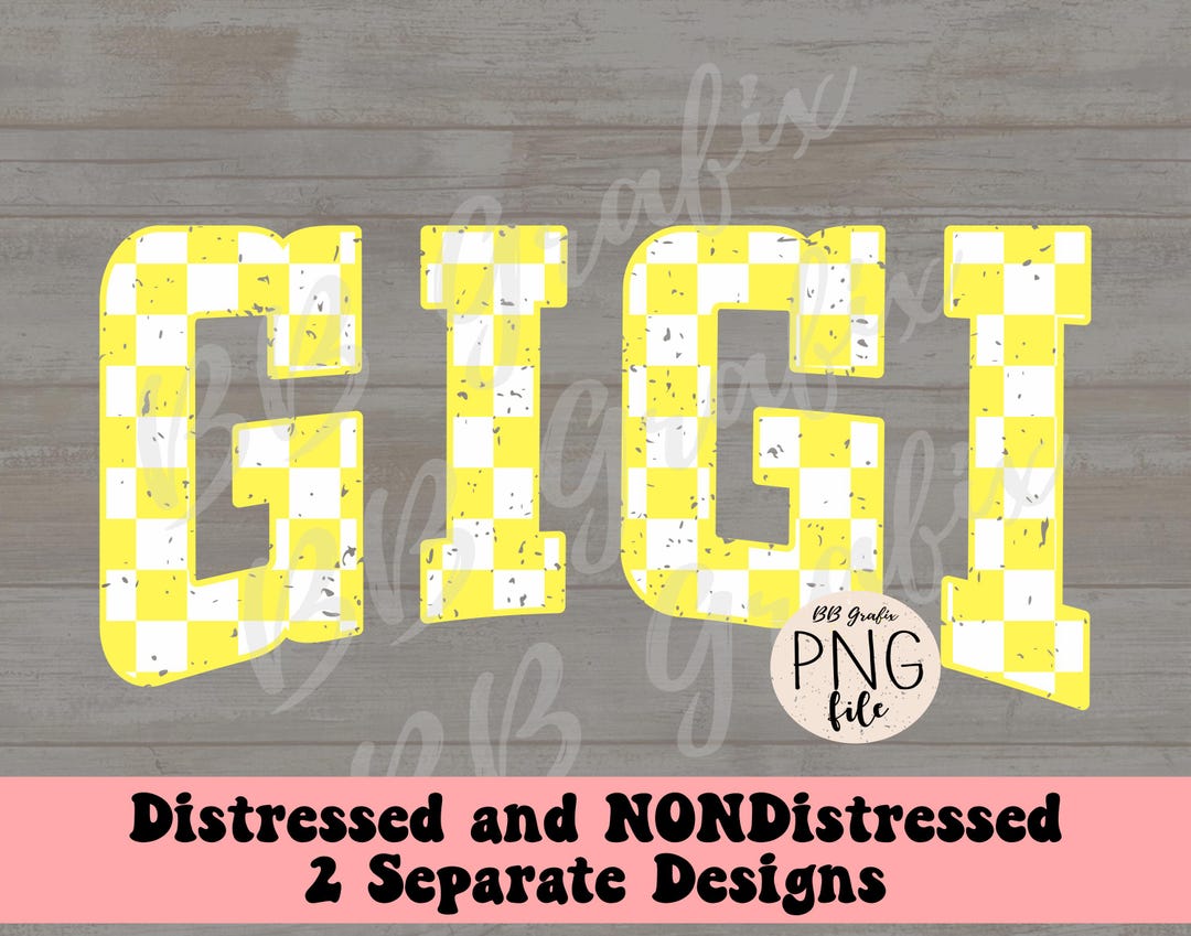 Digital Png File Gigi Distressed Checker Printable Yellow Sublimation ...