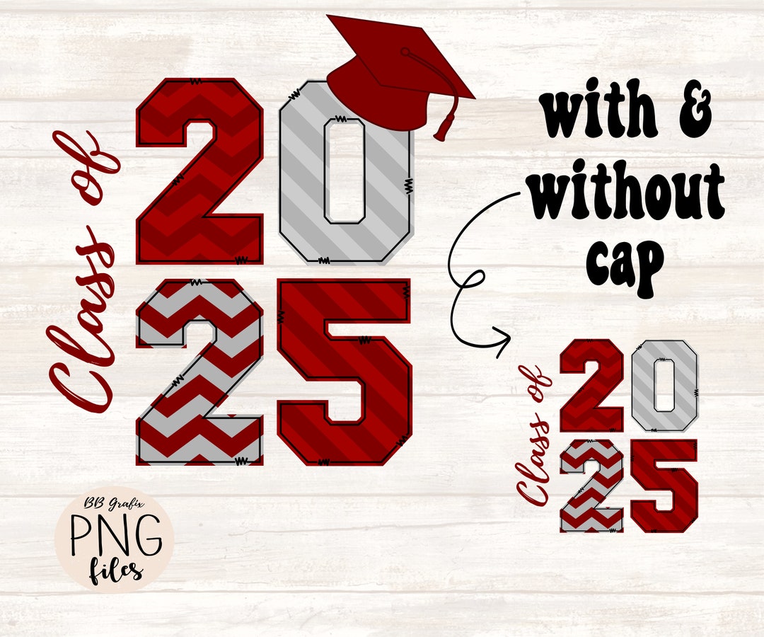 Digital Png File Class of 2025 Maroon Grey Grad Cap Hat Printable ...