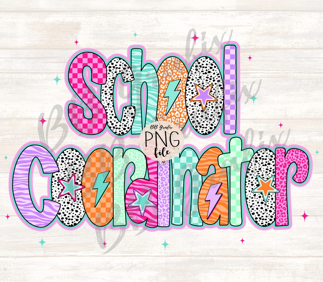 Digital Png File School Coordinator Star Lightning Bolt Checker ...