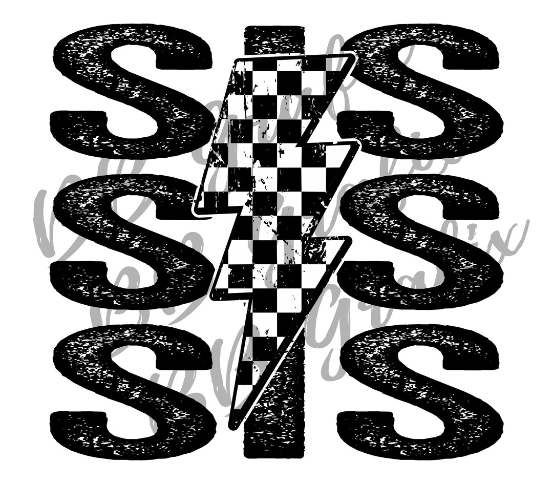 Digital Png File Sis Stacked Distressed Checker Lightning Bolt ...