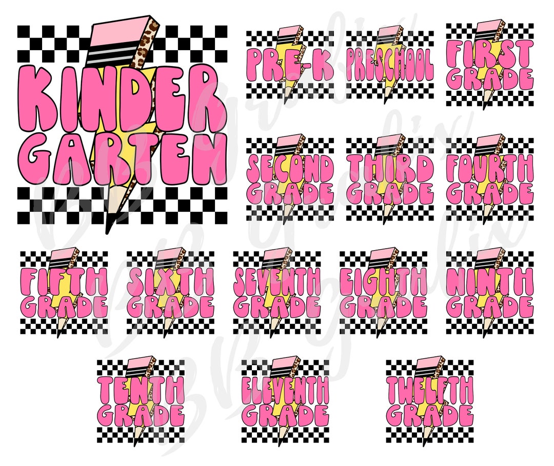 Digital Png File Back to School Grades Checker Pencil Lightning Bolt ...