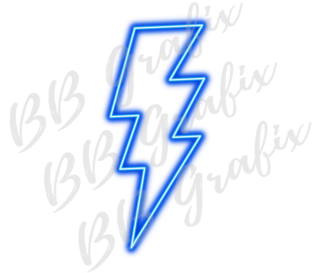 Digital Png File Neon Blue Lightning Bolt Strike Printable Iron on ...