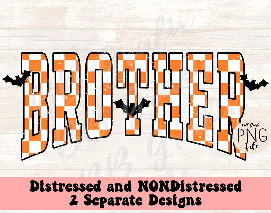 Digital Png File Brother Halloween Checker Bats Retro Printable Sticker ...