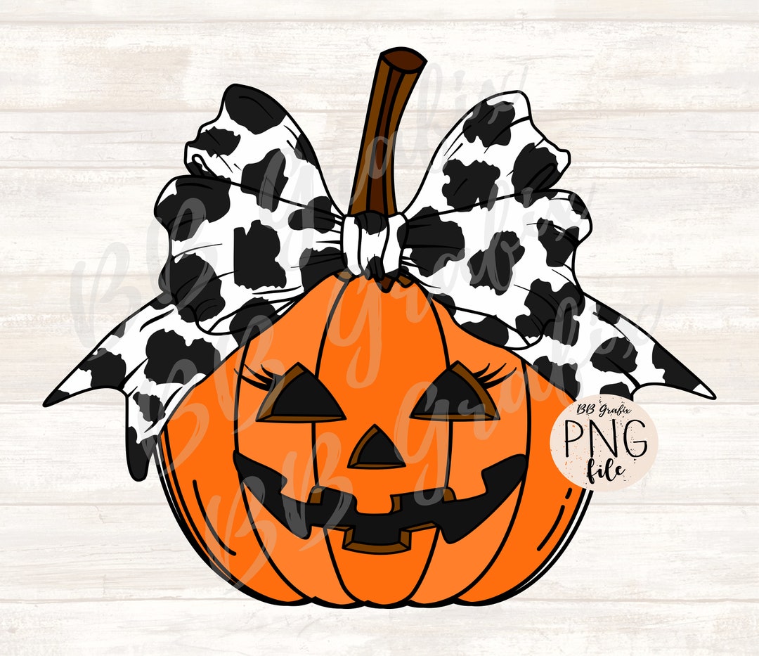 Digital Png File Girl Pumpkin Face Jack-o-lantern Coquette Bow Cow ...